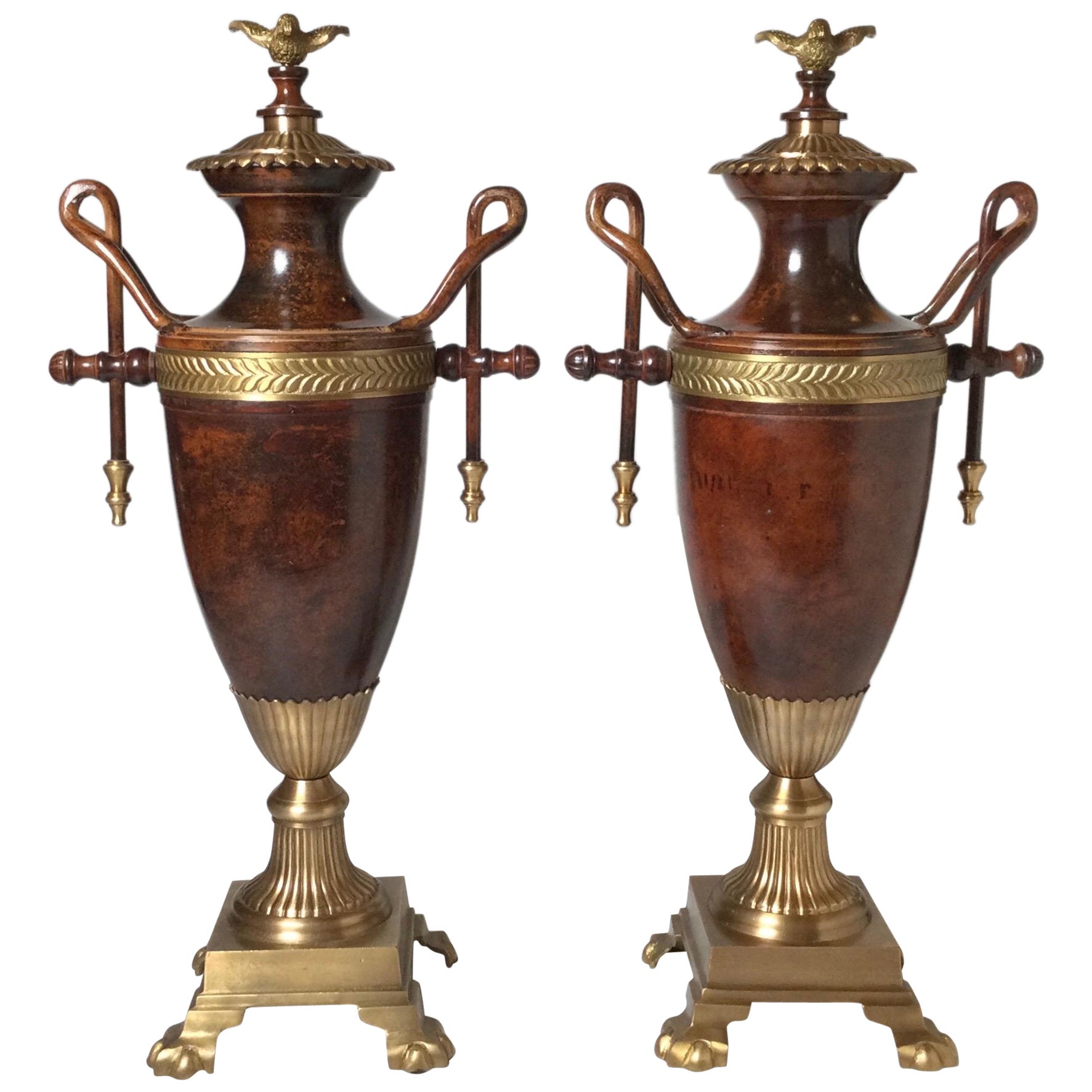 Regency Pair of Neoclassical Plaster Urns For Sale at 1stDibs