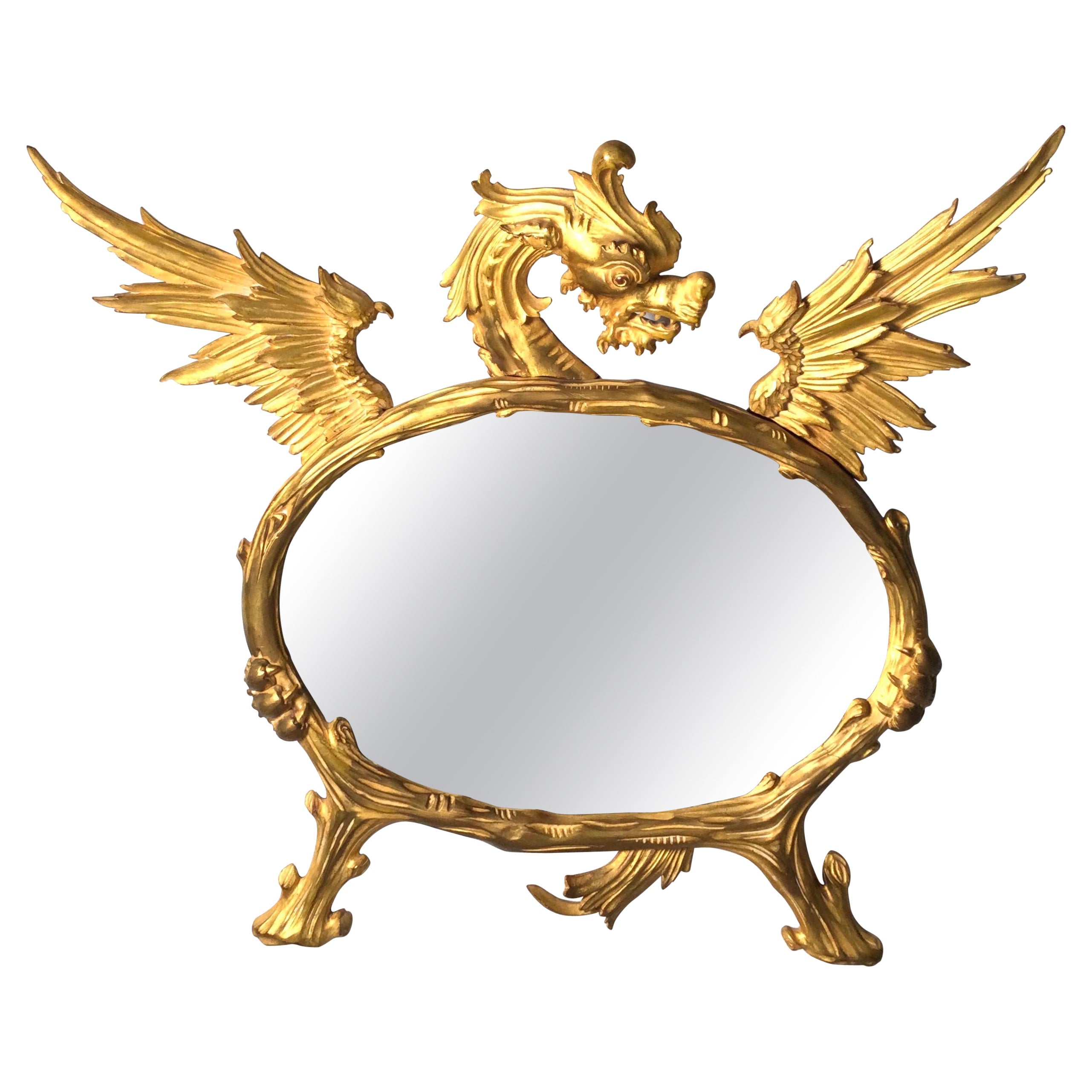 Gilt and Carved Dragon Form 19th Century Mirror For Sale at 1stDibs