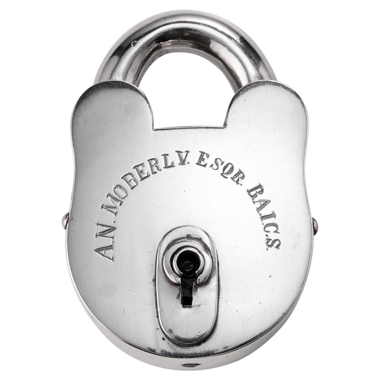 Early 20th Century Indian Colonial Silver Engraved Presentation Padlock ...