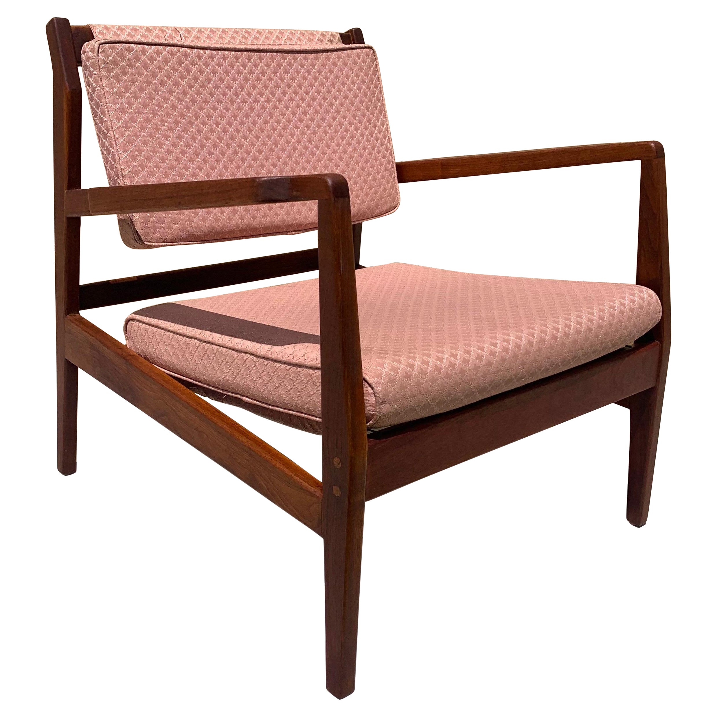 Walnut with Wool Fabric Jens Risom Rocker Chair for DWR at 1stDibs