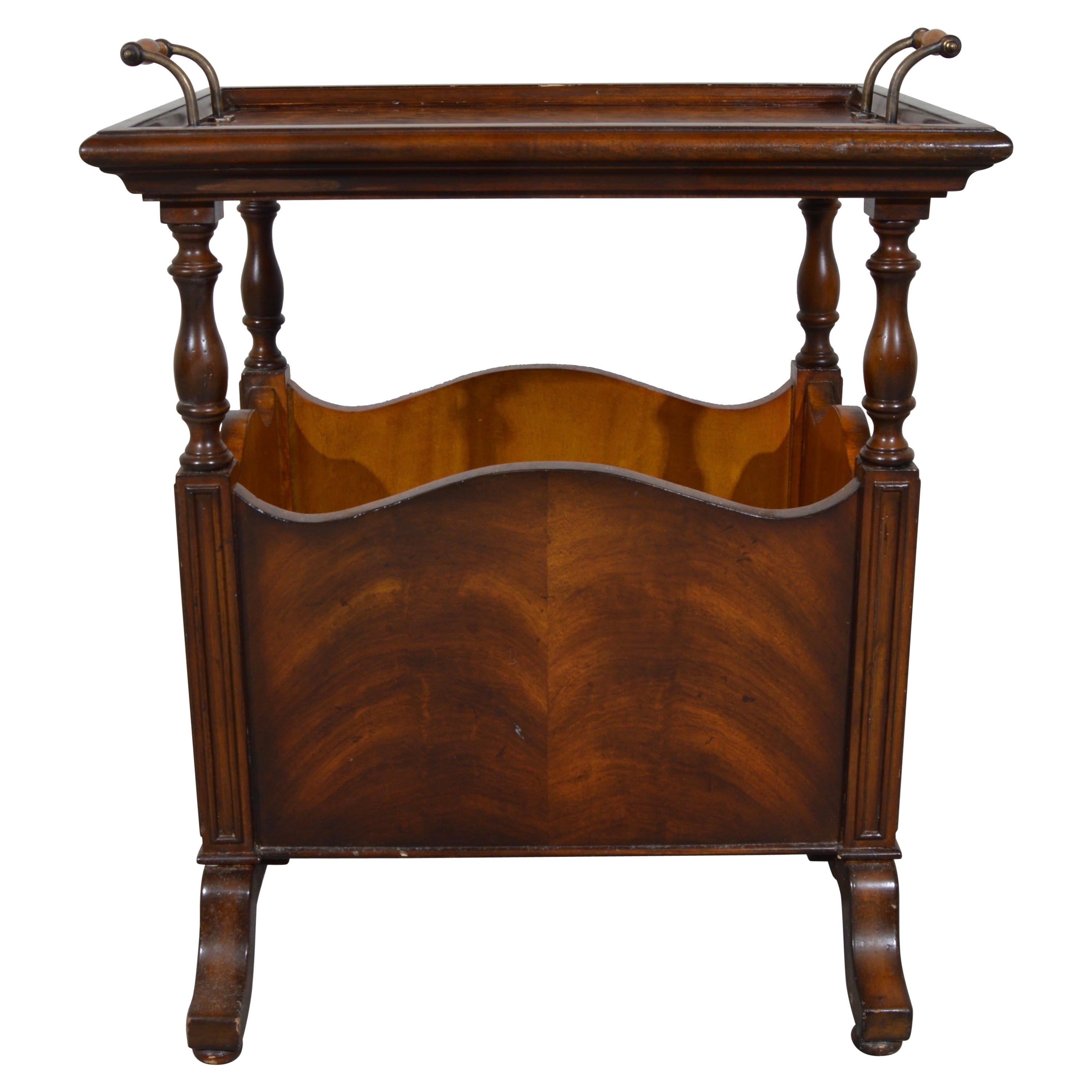 Maitland Smith Regency Mahogany Magazine Rack with Serving Tray at 1stDibs