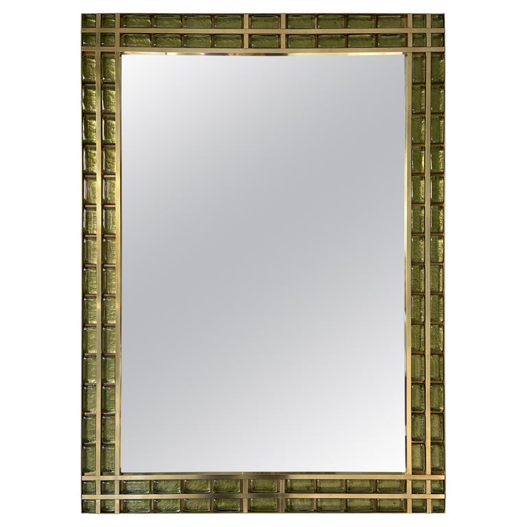 Contemporary Brass and Murano Glass Cabochon Mirror, Italy For Sale at ...