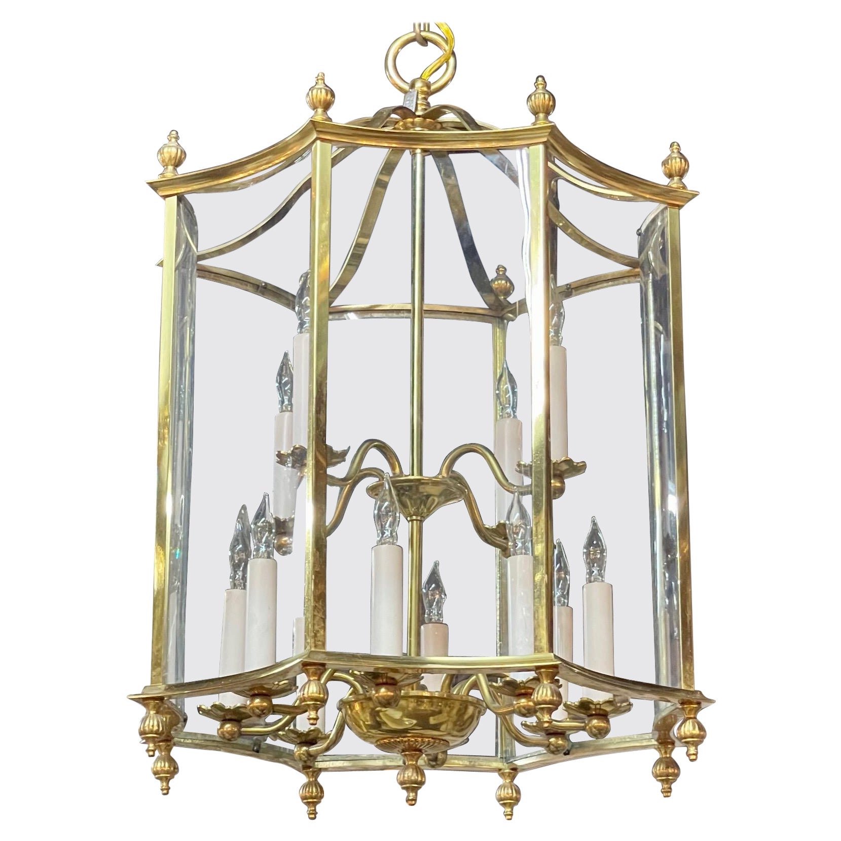 English Large Shaped Lantern with Five Beveled Glass Portals For Sale ...