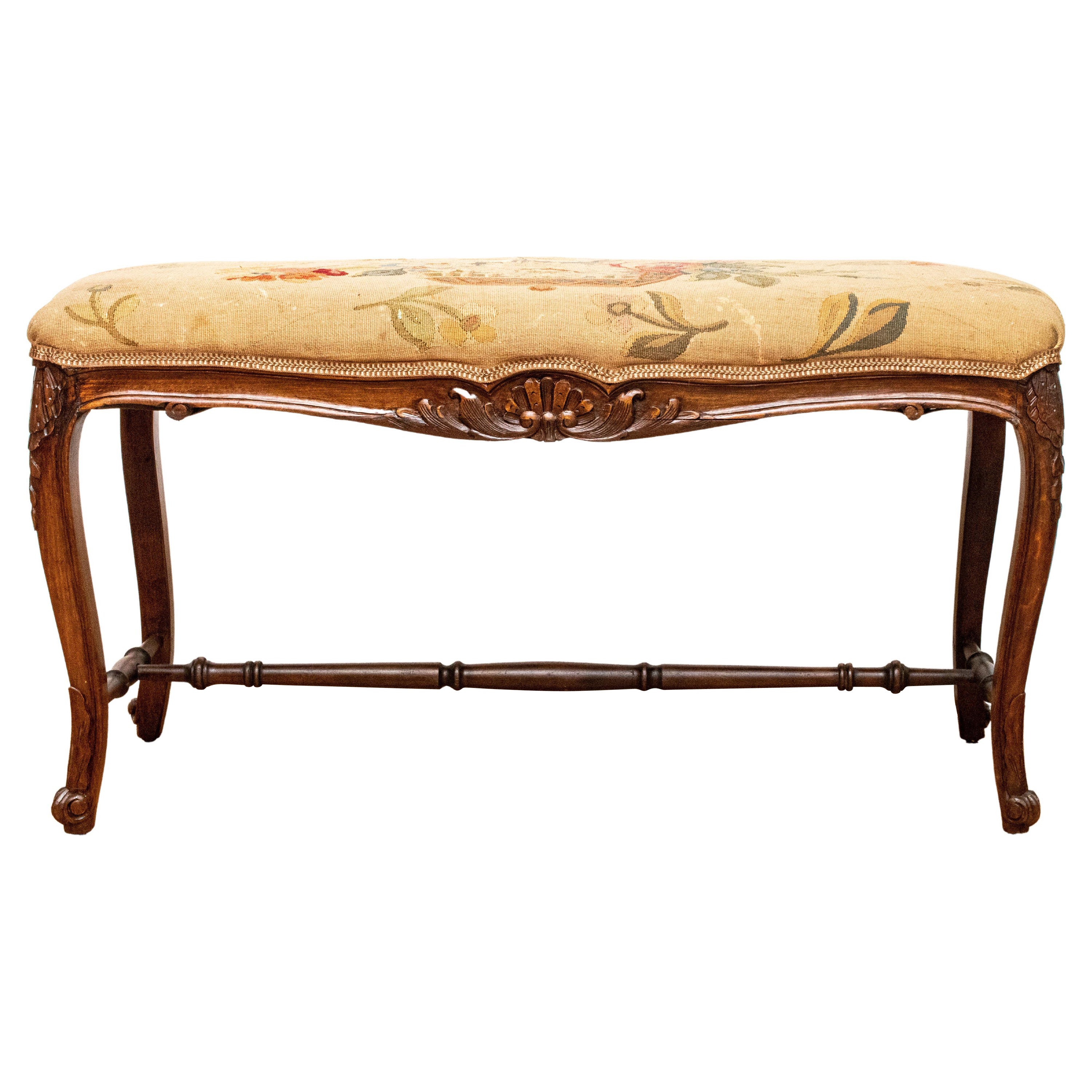 Antique Hand Carved Early American Bench For Sale at 1stDibs