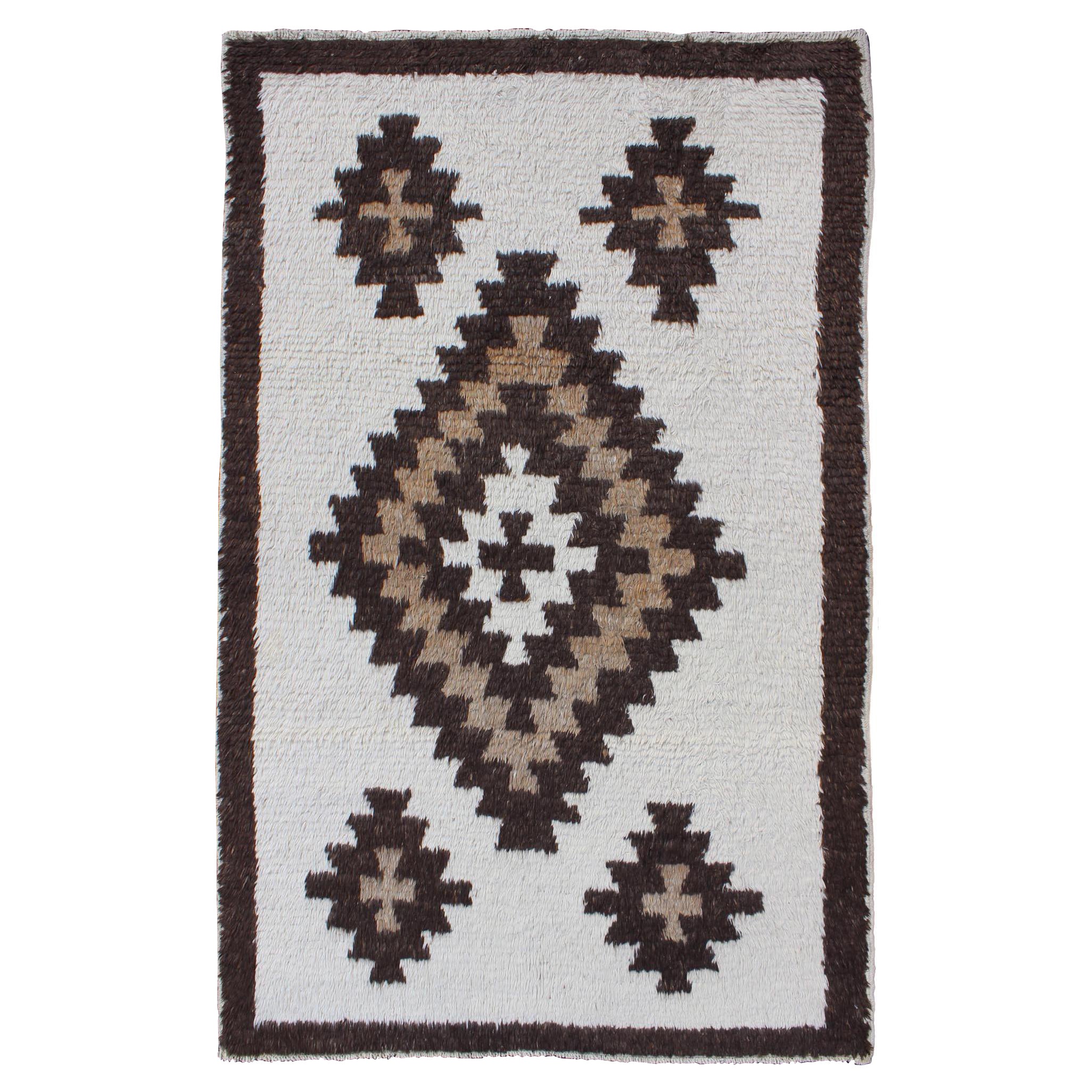 Modern and Minimalist Design Turkish Vintage Tulu Rug in Light Peach ...