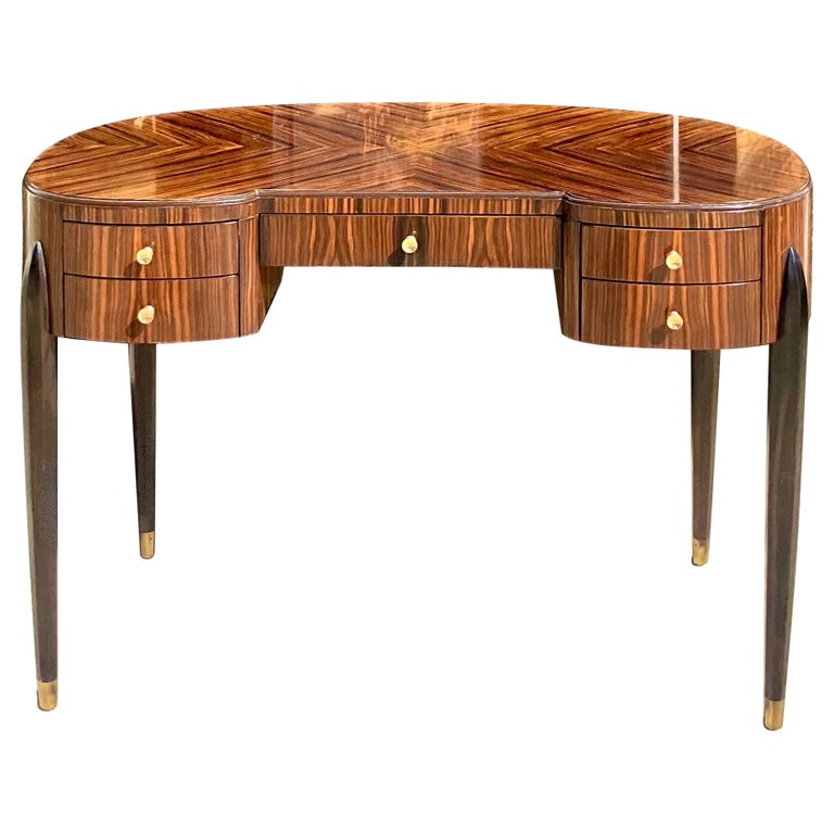 Vintage Art Deco Henredon Zebra Wood Writing Desk at 1stDibs