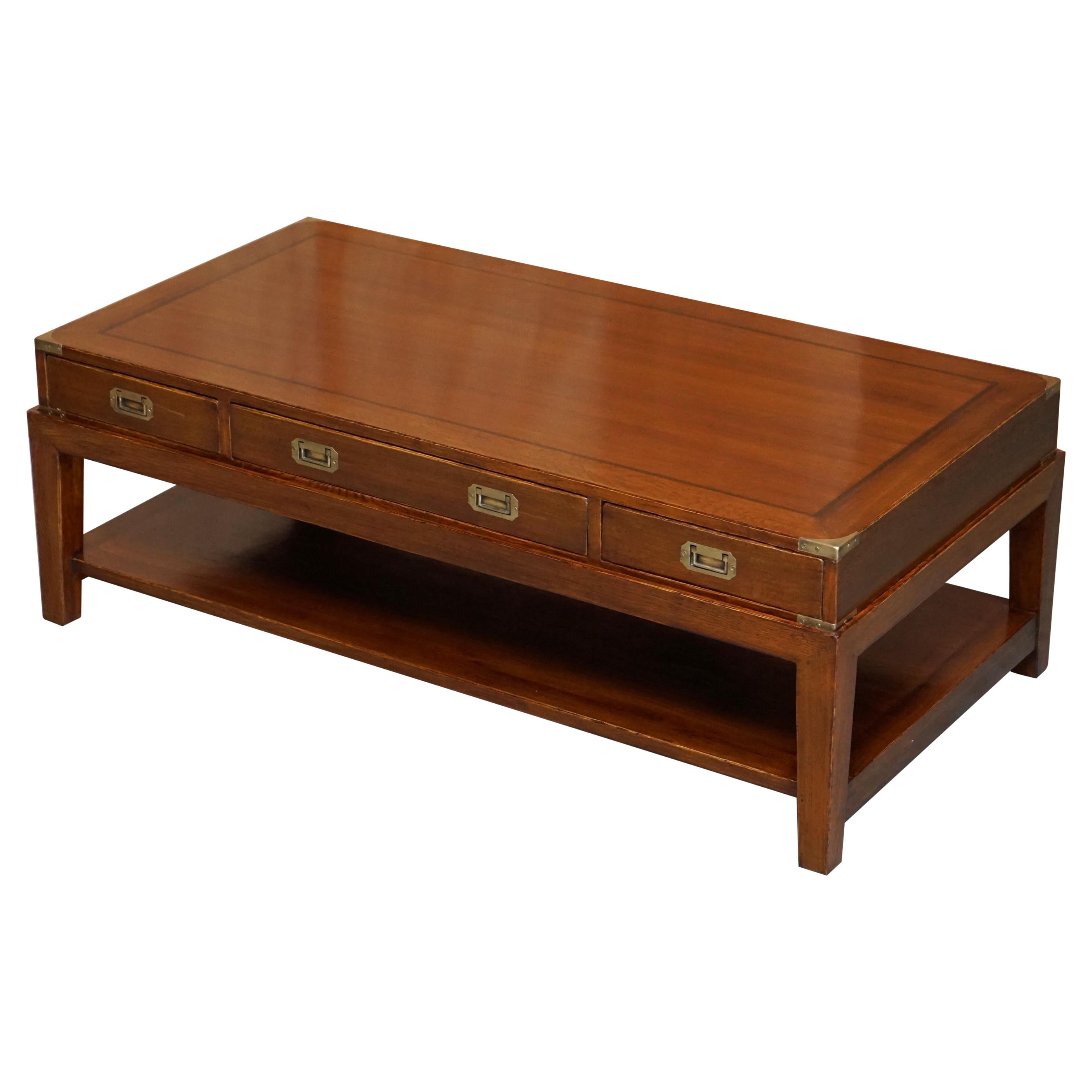 Antique Yew Wood Military Campaign Coffee Table at 1stDibs