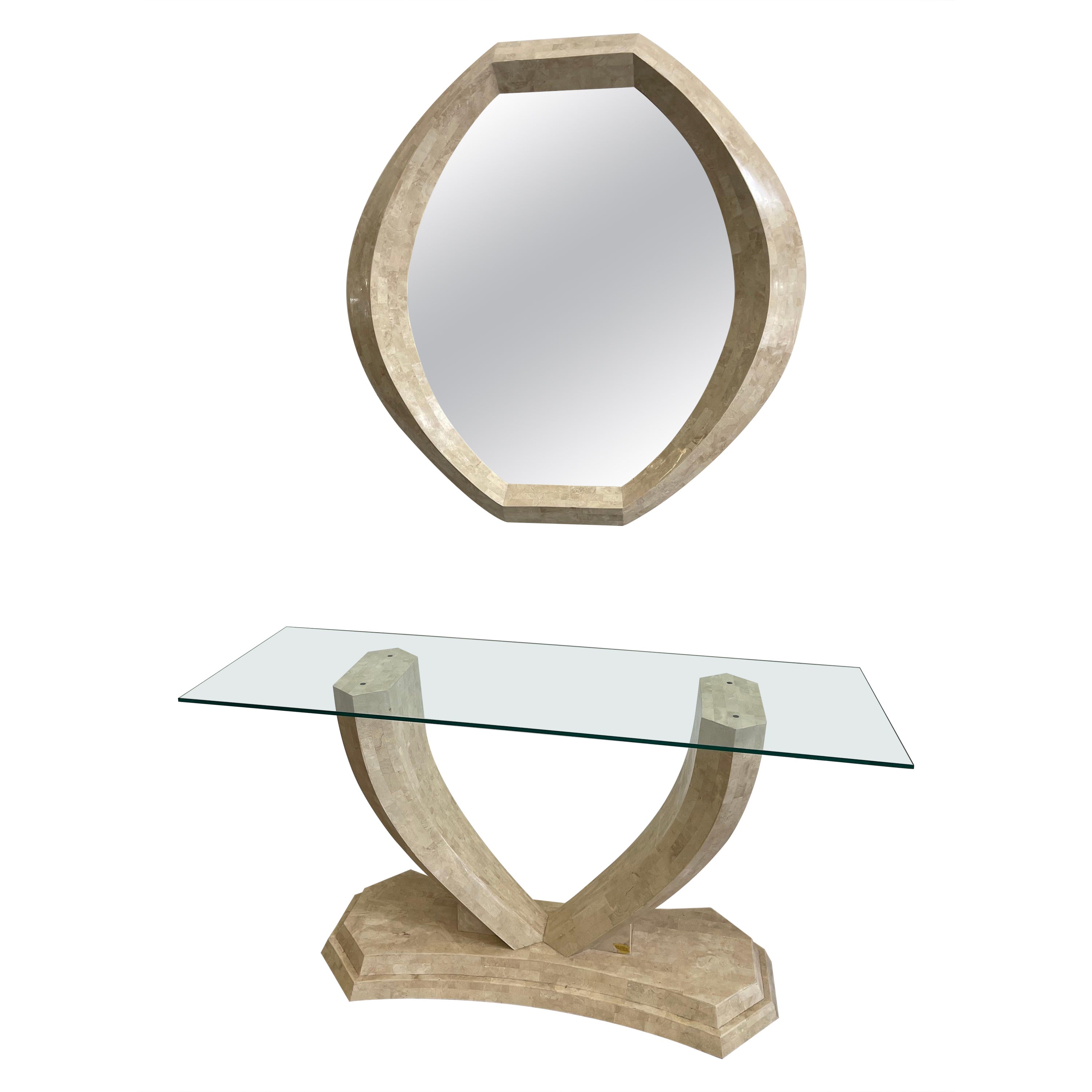 Faux Stone Console Table and Mirror by Michael Taylor For Sale at 1stDibs
