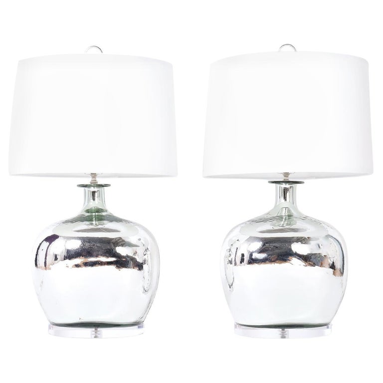 Pair of Mercury Glass Bottle Table Lamps at 1stDibs