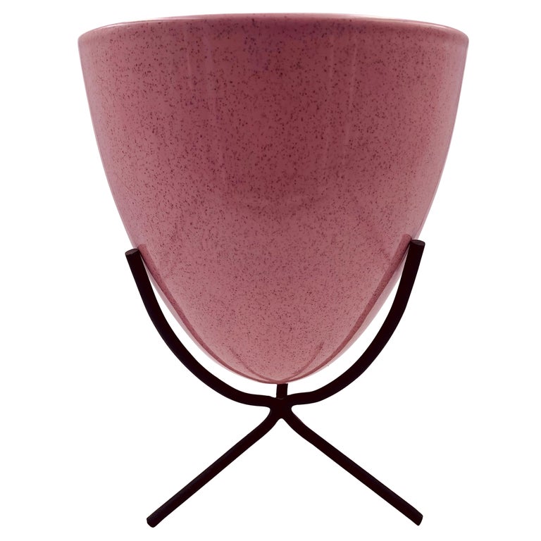 Rare Atomic Age Ceramic Bullet Planter on the Stand by Bauer in Pink at ...