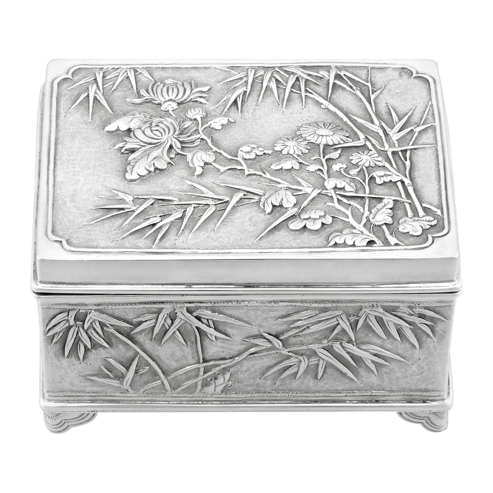 1900s Antique Chinese Export Silver Box For Sale at 1stDibs