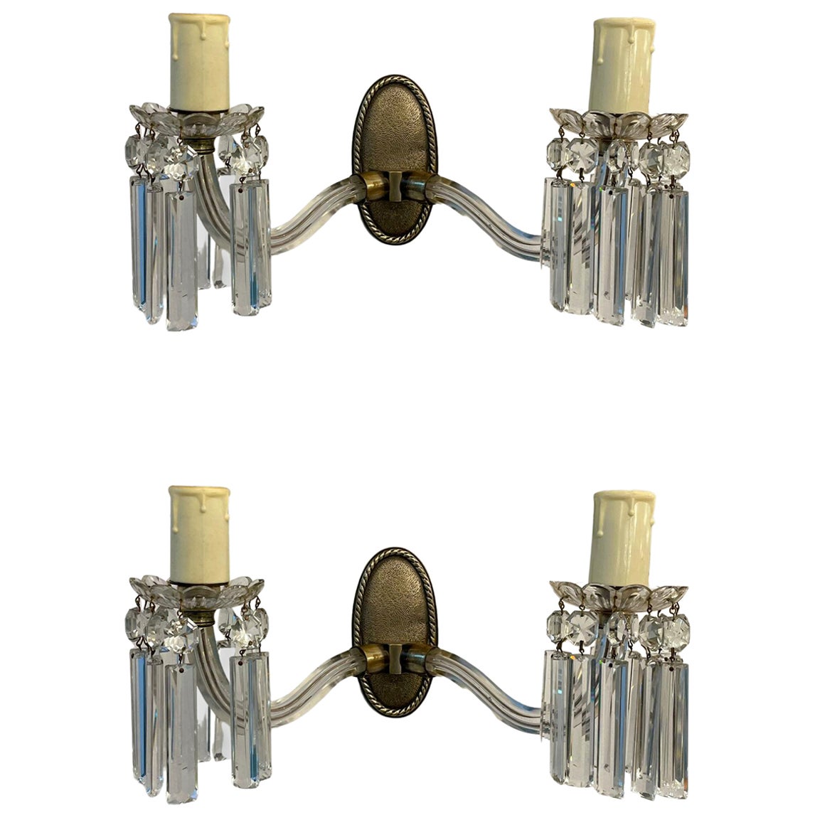 Pair of Eralite MFG Metal and Plexiglass Wall Lamps, England, 1940s For ...