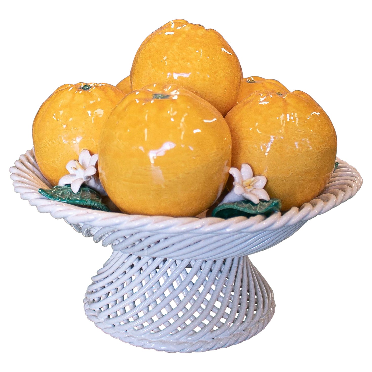 1970s Spanish Valencian Glazed Ceramic Fruit Bowl Figure Sculpture For ...