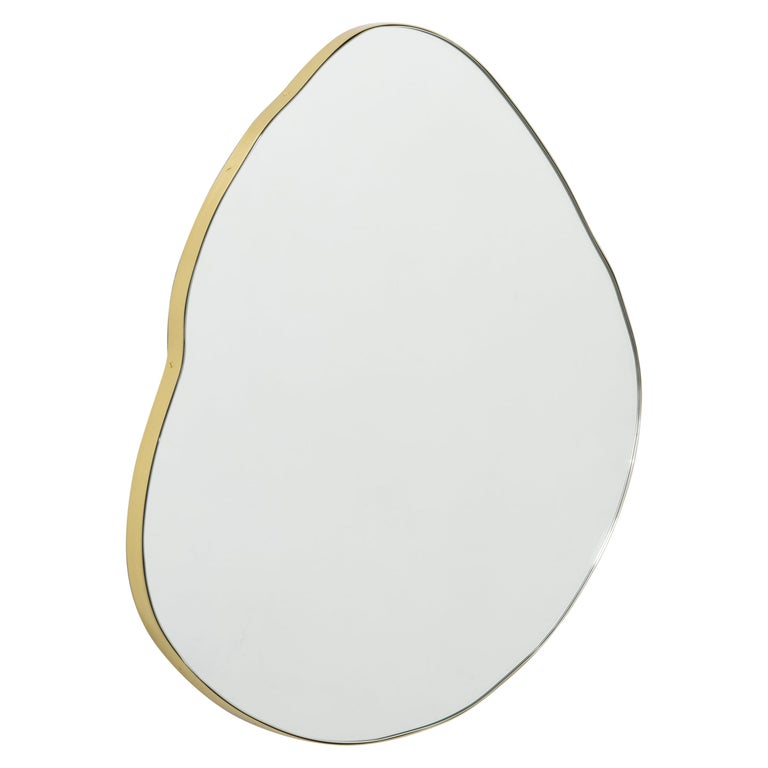 Ergon Organic Shaped Contemporary Mirror with a Brass Frame, Medium For ...