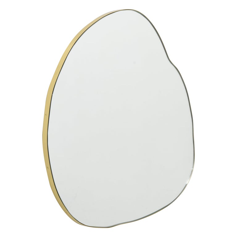 Ergon Organic Shaped Modern Customisable Mirror with a Brass Frame ...