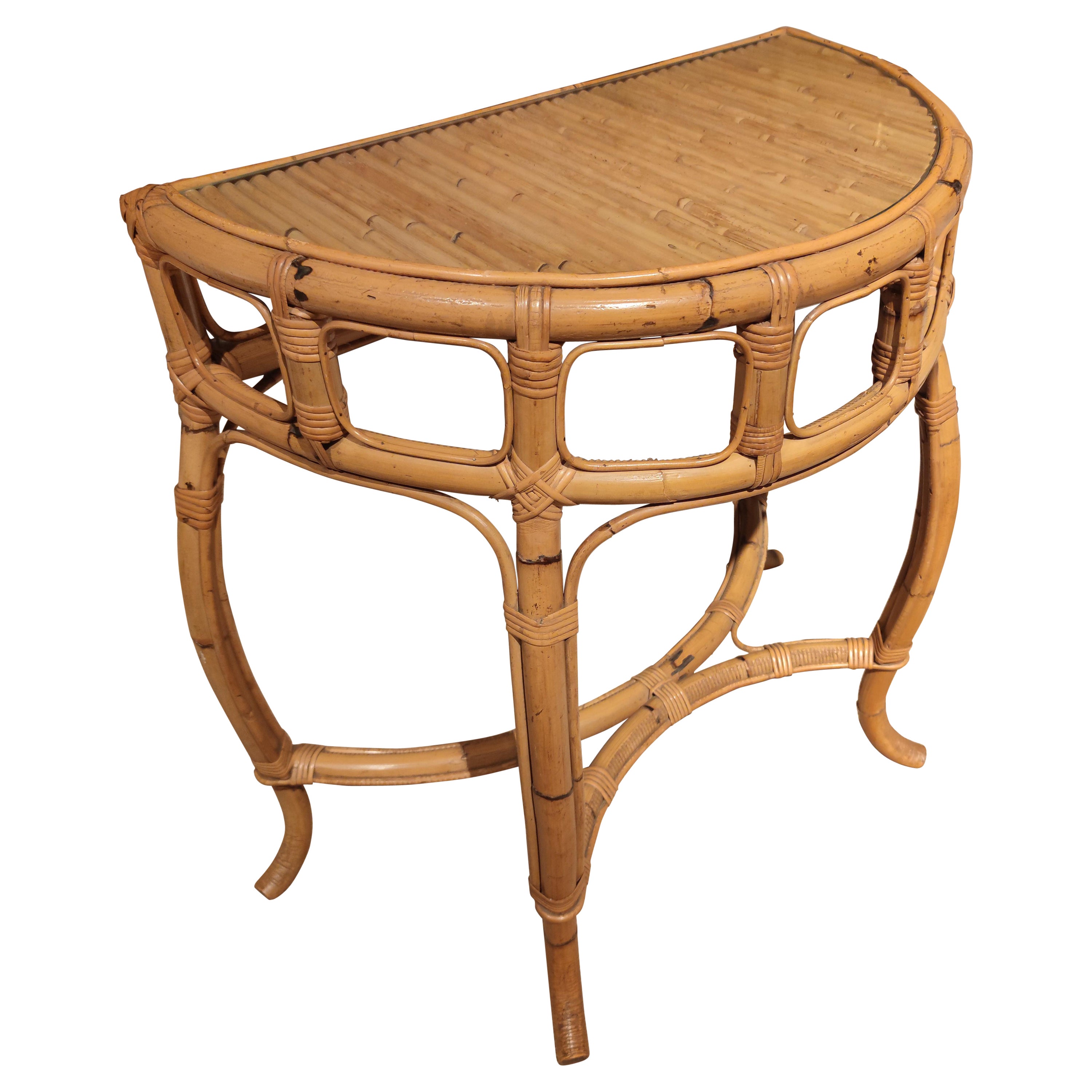 Faux Bamboo Tortoise Shell Finish Console Hall Table at 1stDibs