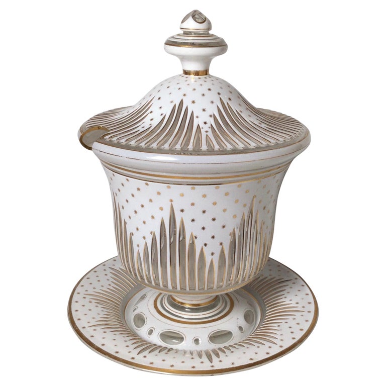 Bohemian Cut to Clear Urn Form Punch Bowl with Underplate For Sale at ...