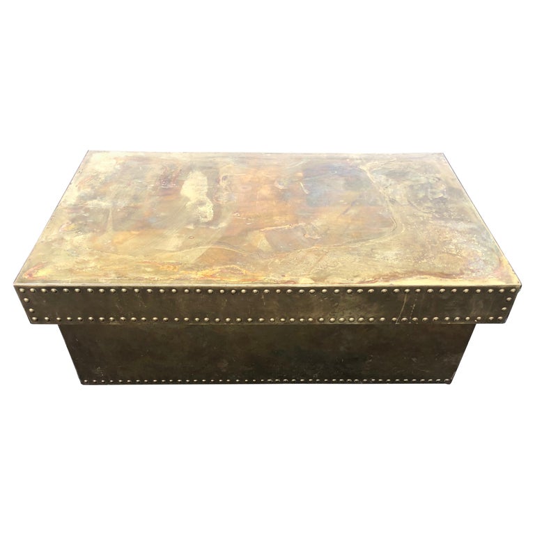 Sarried Ltd Brass Coffee Table with Rivets For Sale at 1stDibs