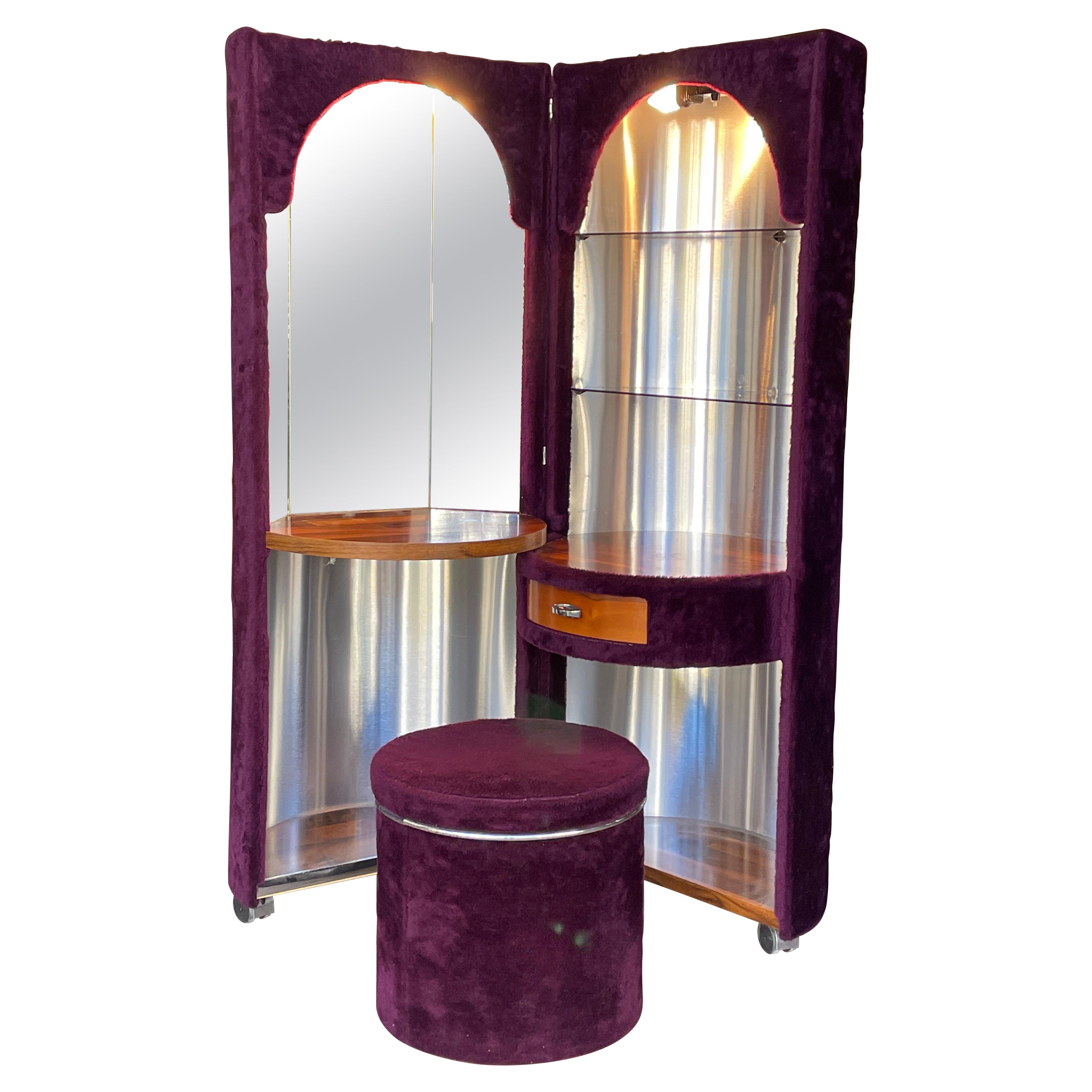 Dressing Table, Vanitie 60-70 Pop in Faux Fur Purple Mid-Century Light ...