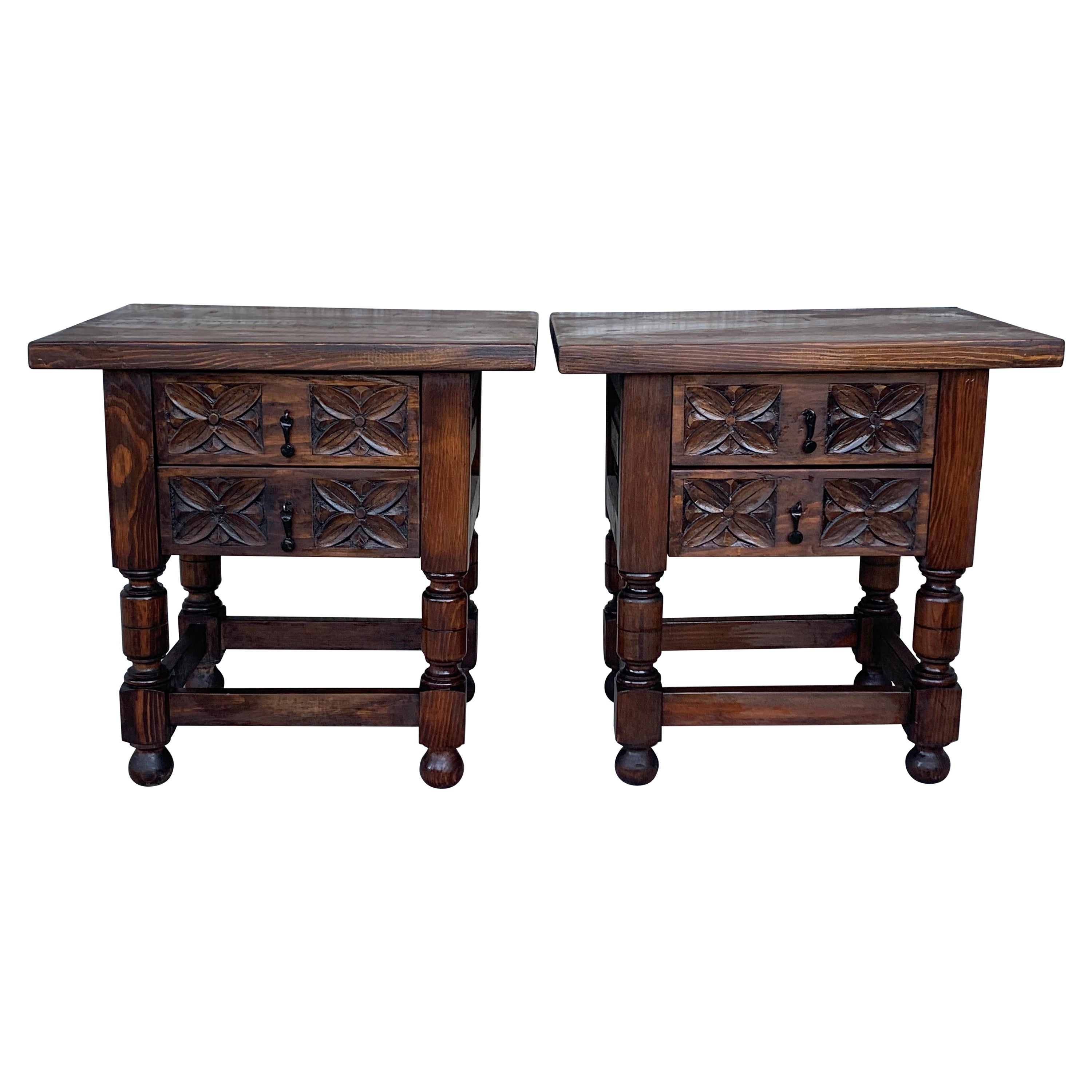 1980s Spanish Pair of Bamboo and Wicker White Bedside Tables For Sale ...