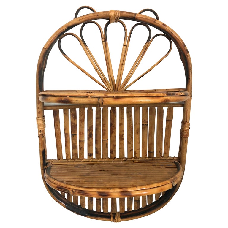 Vintage Oval Bamboo Shelf at 1stDibs