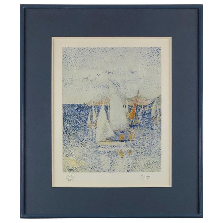Yvonne Canu Original Seascape Lithograph French Pointillism Art For ...
