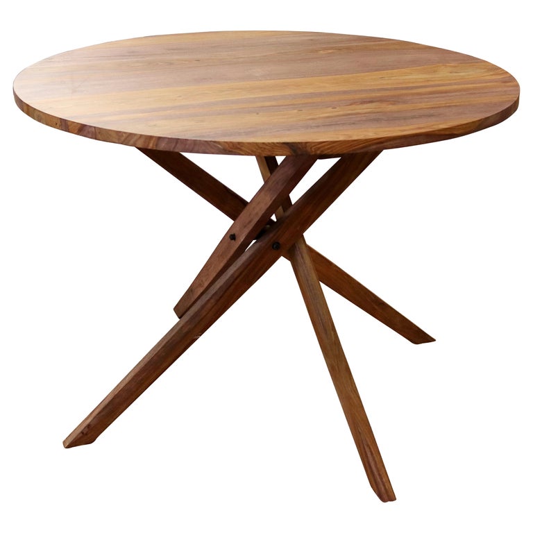 Modernist Round Wood Dinette Game Table w Jax Style Base at 1stDibs