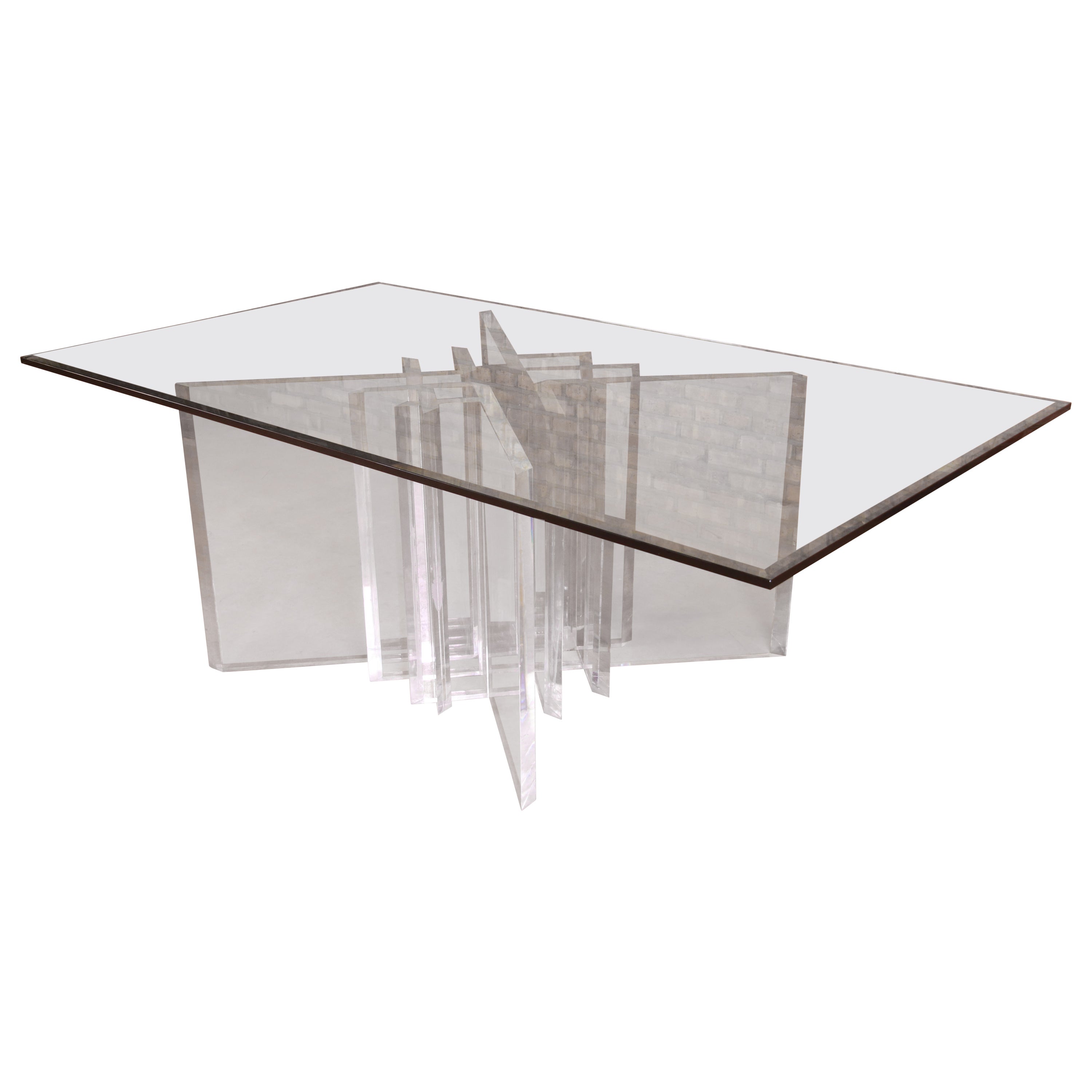 Lucite Parallelograms Coffee Table by Jeffrey Bigelow at 1stDibs