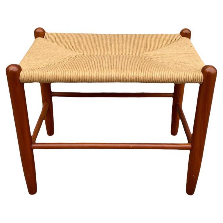 Danish Modern Paper Cord Bench / Stool For Sale at 1stDibs | danish ...