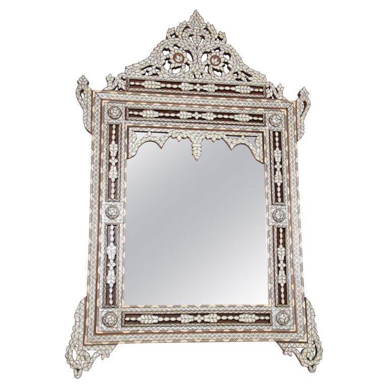 White Mother of Pearl Inlaid Middle Eastern Mirror at 1stDibs | white ...