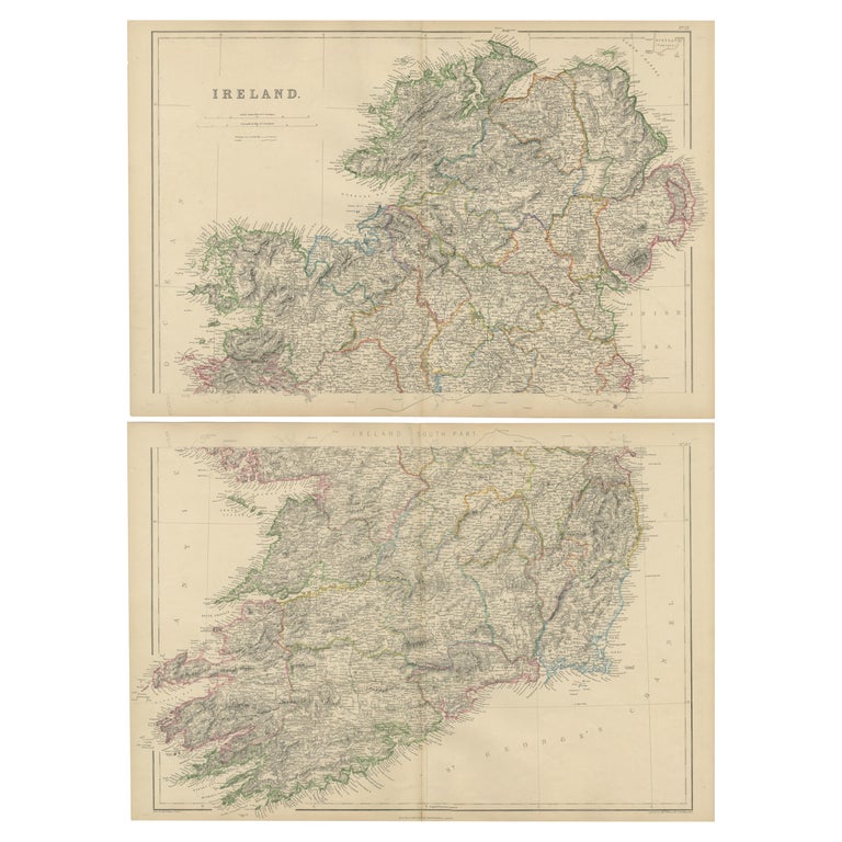 Set of 2 Antique Maps of Ireland by W. G. Blackie, 1859 For Sale at 1stDibs