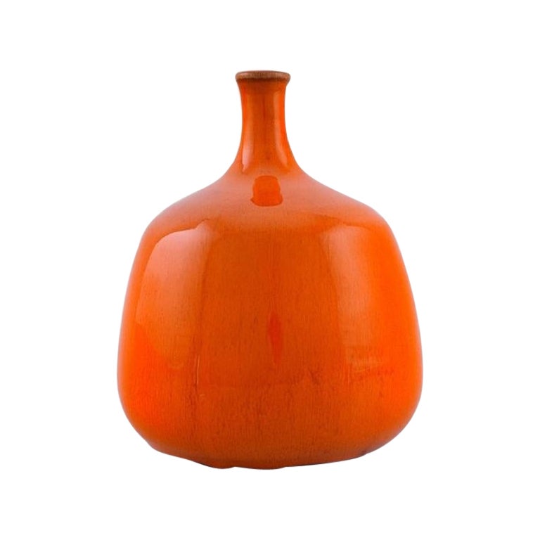 Georges Jouve School, Vase in Glazed Ceramics, Beautiful Orange Running ...