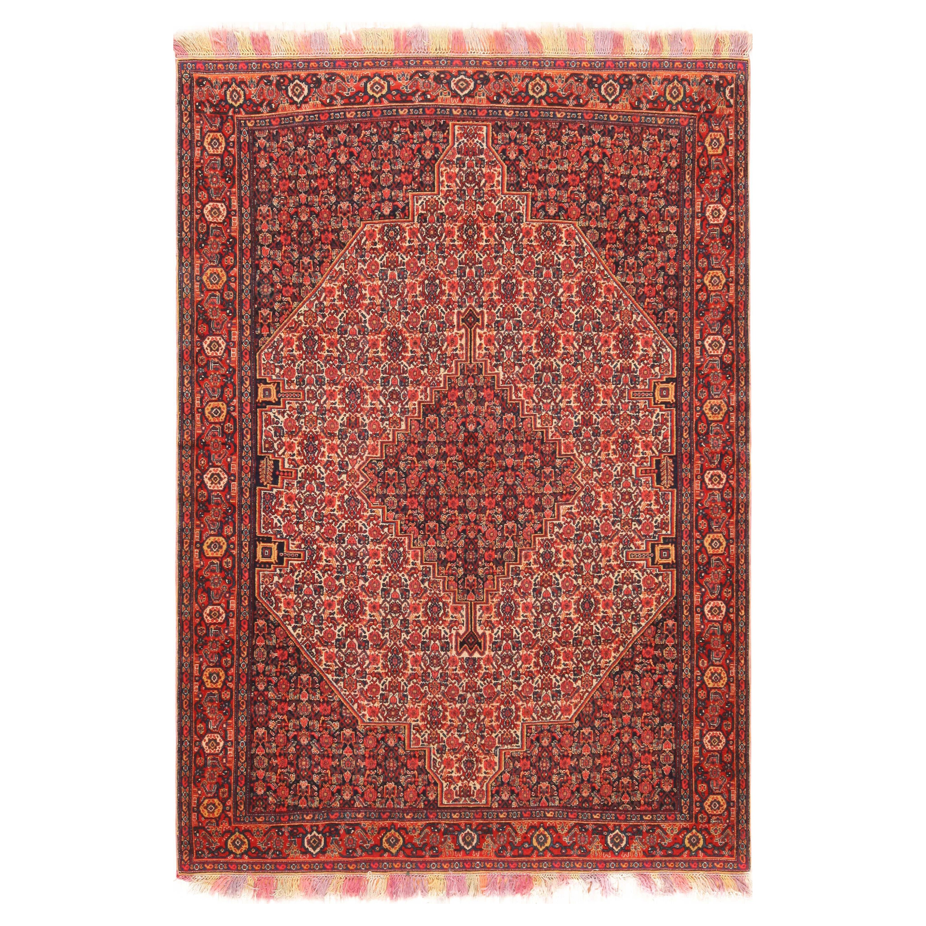 Antique Persian Senneh Rug with Silk Highlights and Fringes For Sale at ...