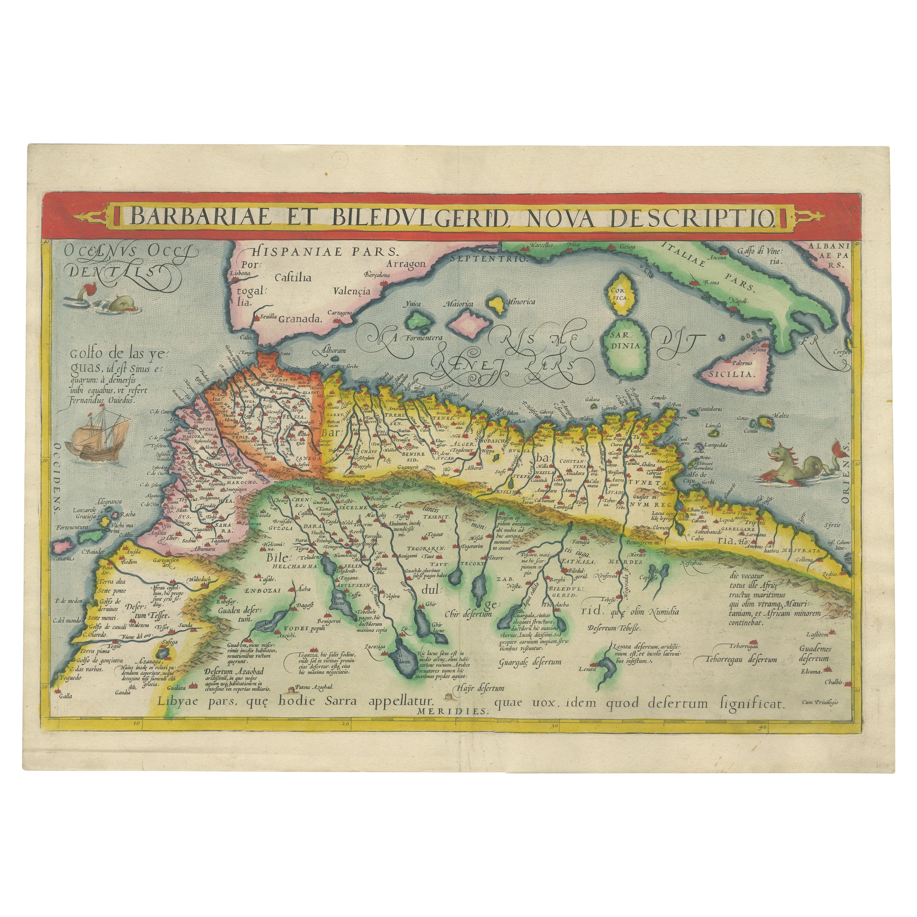 Antique Map of the Picardy Region of France by Ortelius, 'circa 1590 ...