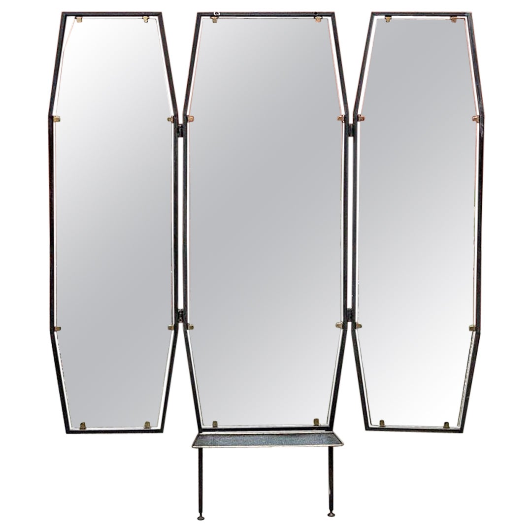 Large Mid Century Chinese Octagonal Gilt and Decoupage Wall Mirror with ...