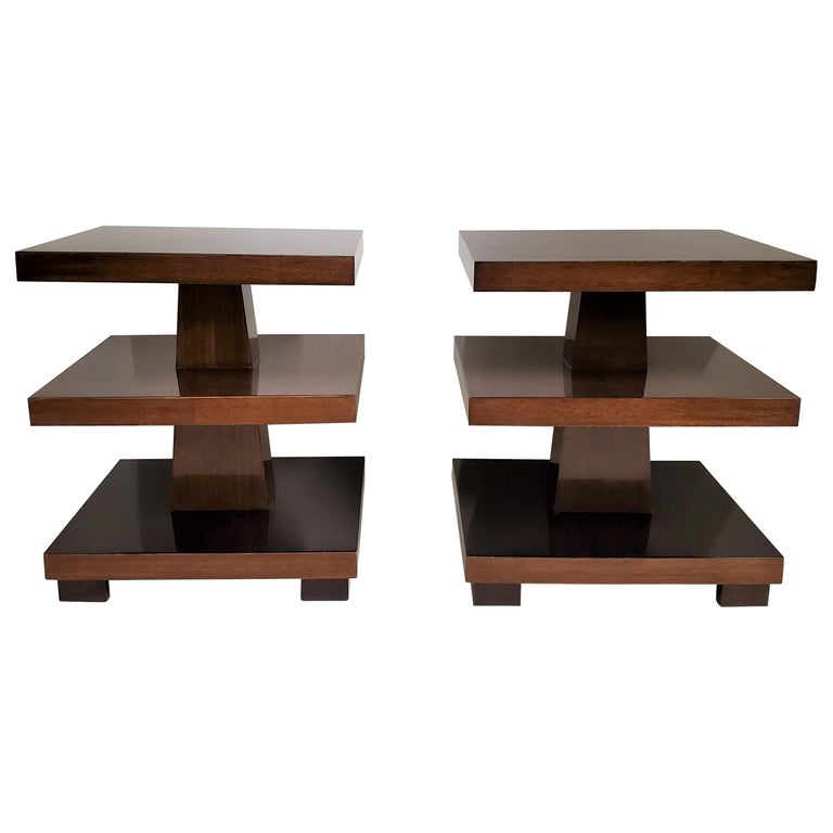 Pair of Stunning Rectangular, Three Tiered Mahogany End/ Side Tables ...