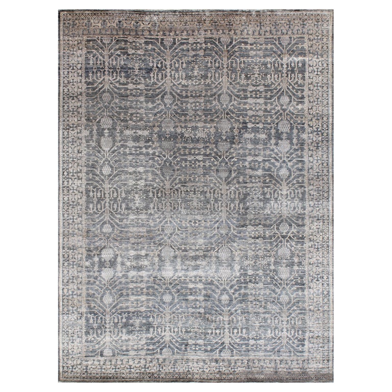 ESME Hand Knotted Traditional Silk Rug in Dark Grey Colour by Hands For ...