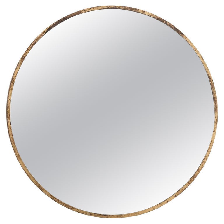 French Vintage Brass Round Mirror at 1stDibs