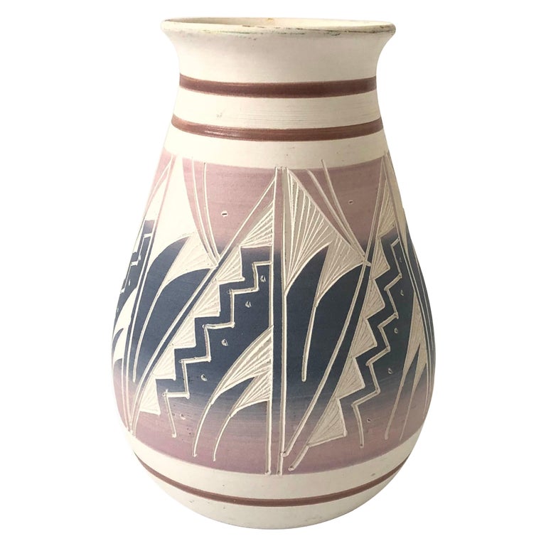 Vintage Carved Southwestern Pottery Vase at 1stDibs