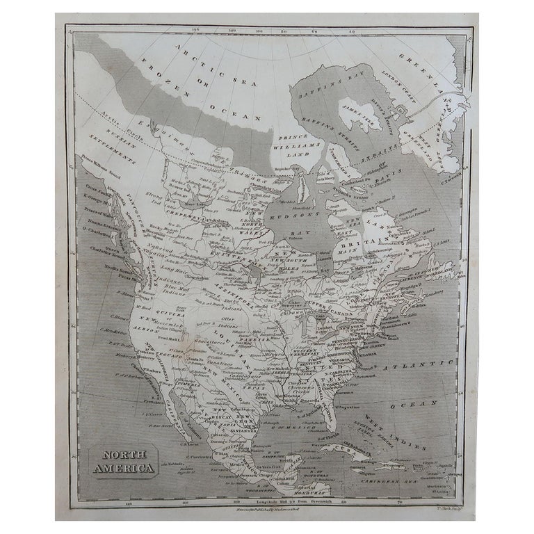Original Antique Map of North America by Thomas Clerk, 1817 at 1stDibs