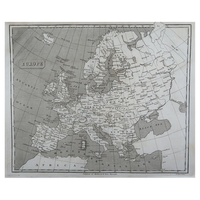 Original Antique Map of Europe by Thomas Clerk, 1817 at 1stDibs