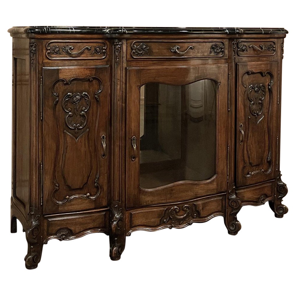 Antique French Walnut Buffet Sideboard with Marble Top at 1stDibs