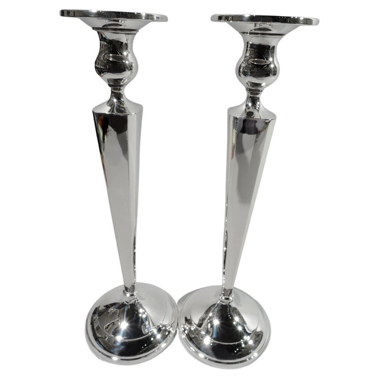 American Modern Classical Sterling Silver Candlesticks For Sale at 1stDibs