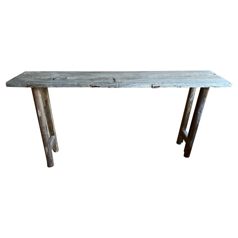 Antique Reclaimed Wood Console Table For Sale at 1stDibs