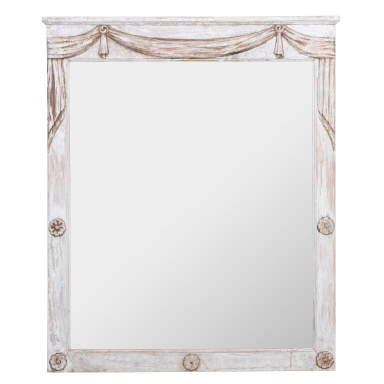 Vintage Antique White Finish Decorative Rectangular Mirror For Sale at ...