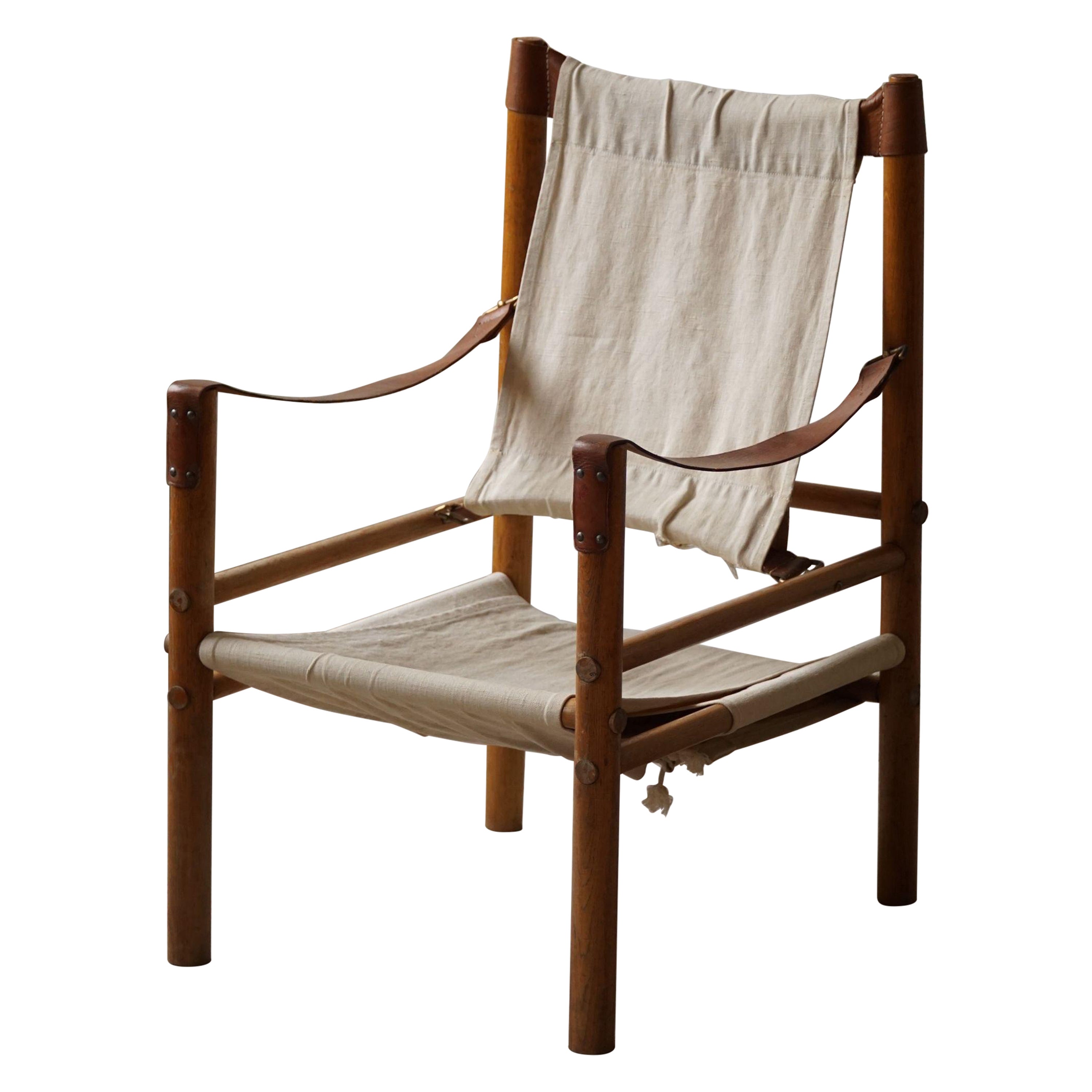 Aage Bruun and Son Safari Chairs in Patinated Tan Leather, Denmark ...