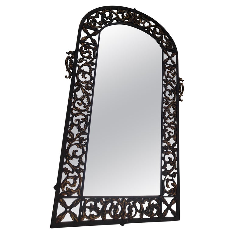Bronze Architectural Mirror Style of Oscar Bach For Sale at 1stDibs
