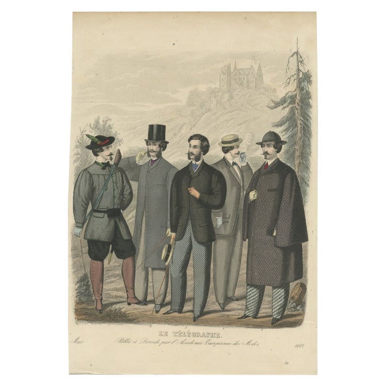 Old Fashion Print of Various Men Illustrating the Fashion Trends of May ...
