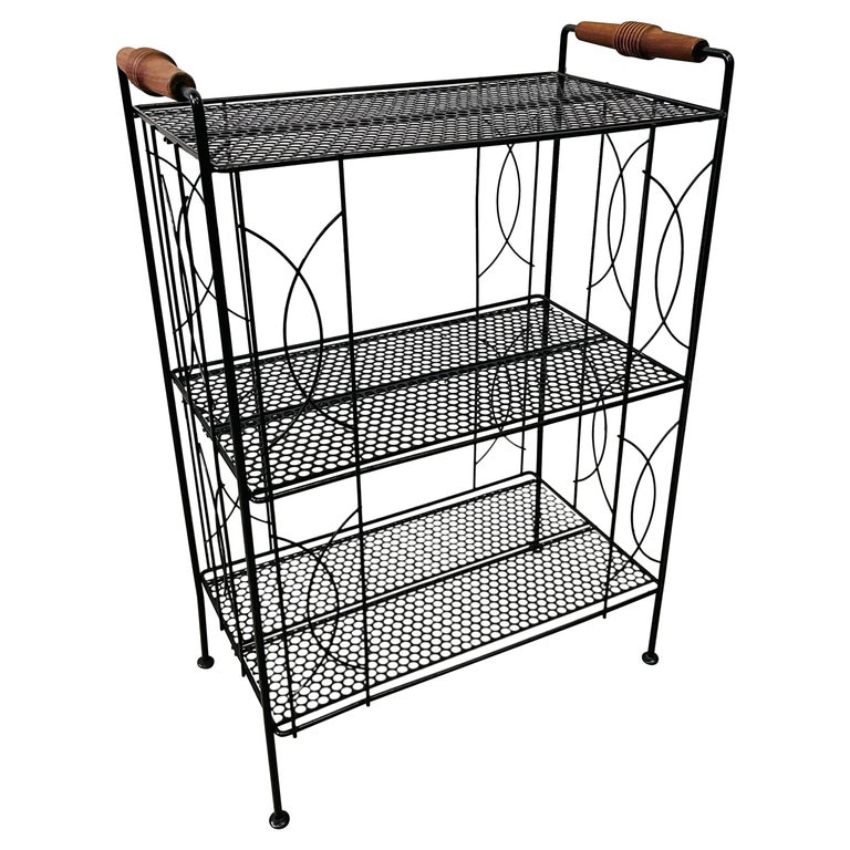 1960s Black Metal Storage Shelf at 1stDibs