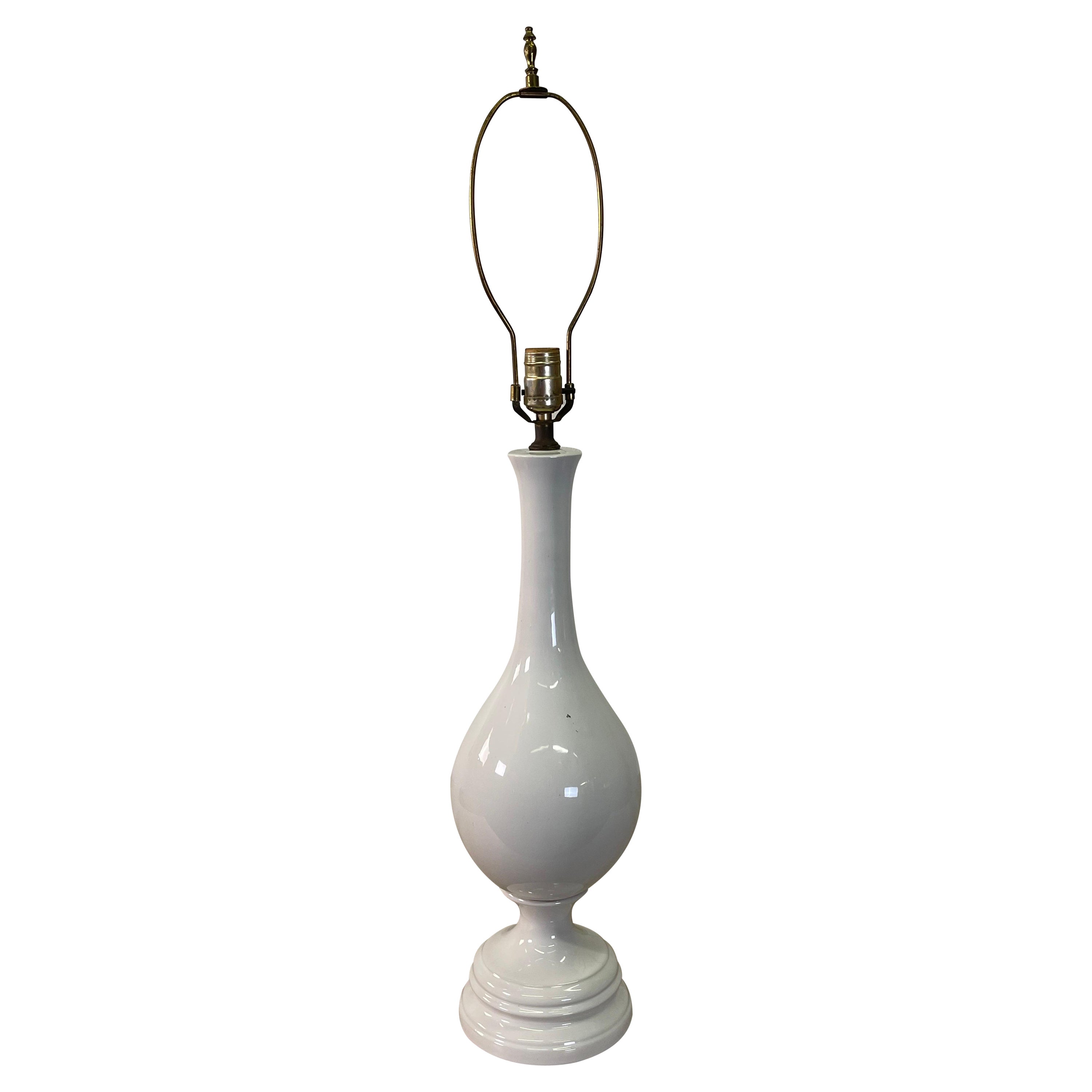 Pair of Tall White Ceramic Lamps at 1stDibs